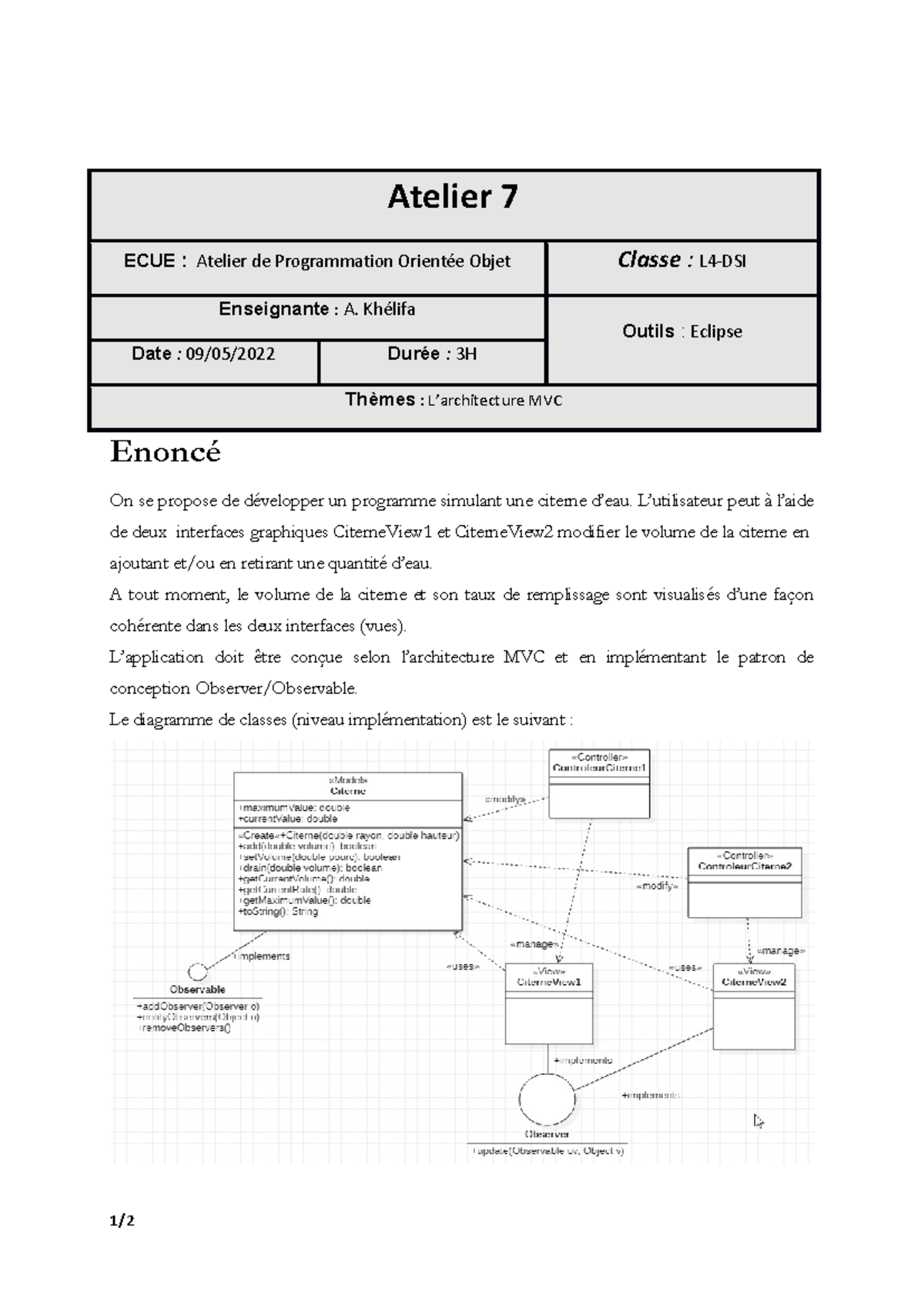Atelier 7POOA - ffsdaf - 1/ Atelier 7 ECUE : Atelier de Programmation ...