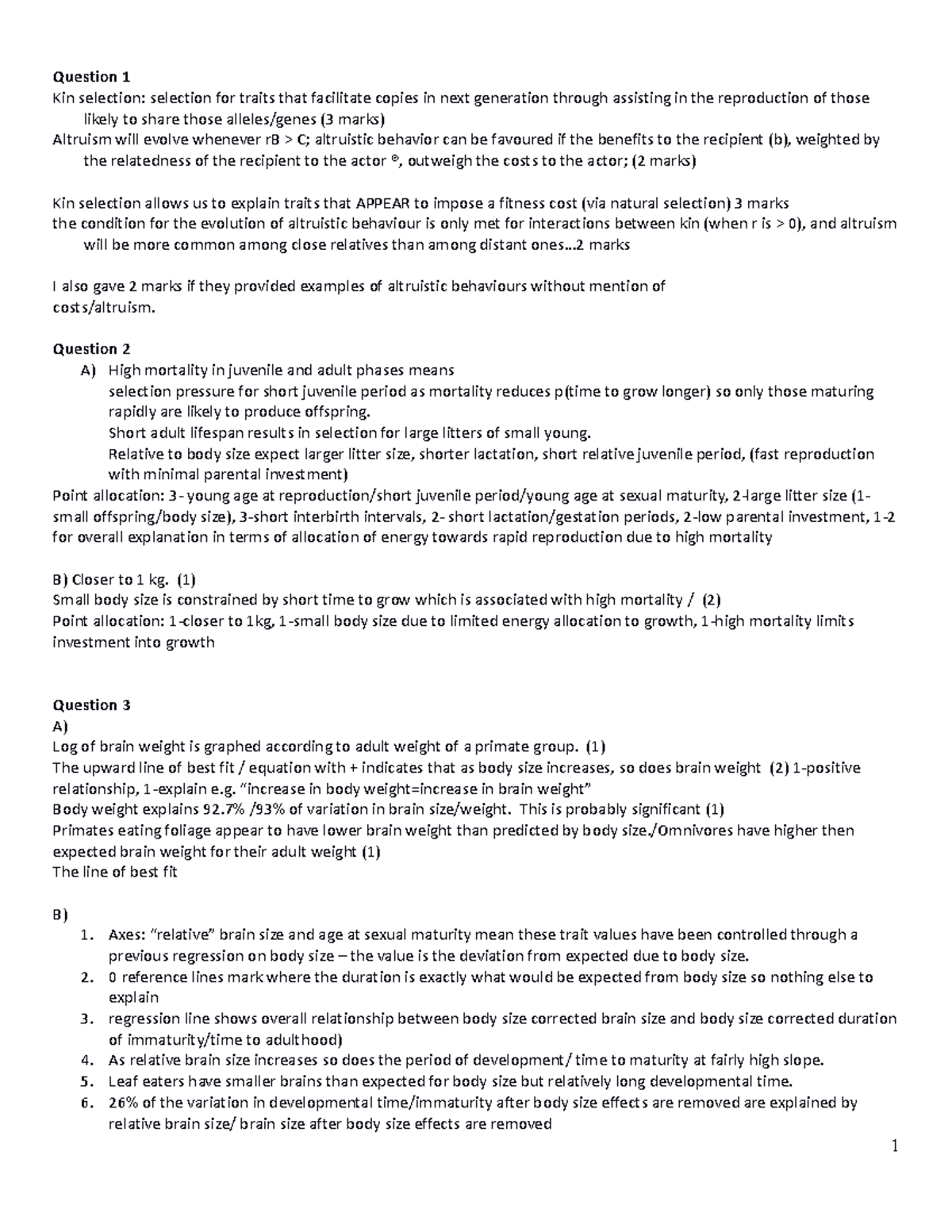 ANHB2215 2023 MidTerm Exam Answers - Question 1 Kin selection ...