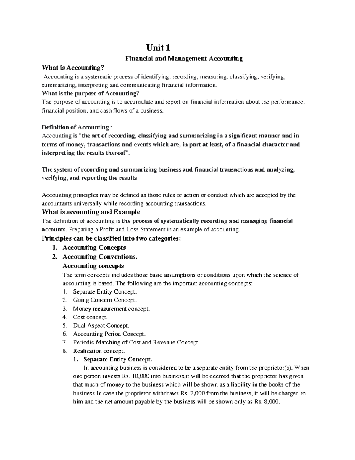 BCA. Accounting (1)-converted - Unit 1 Financial and Management ...