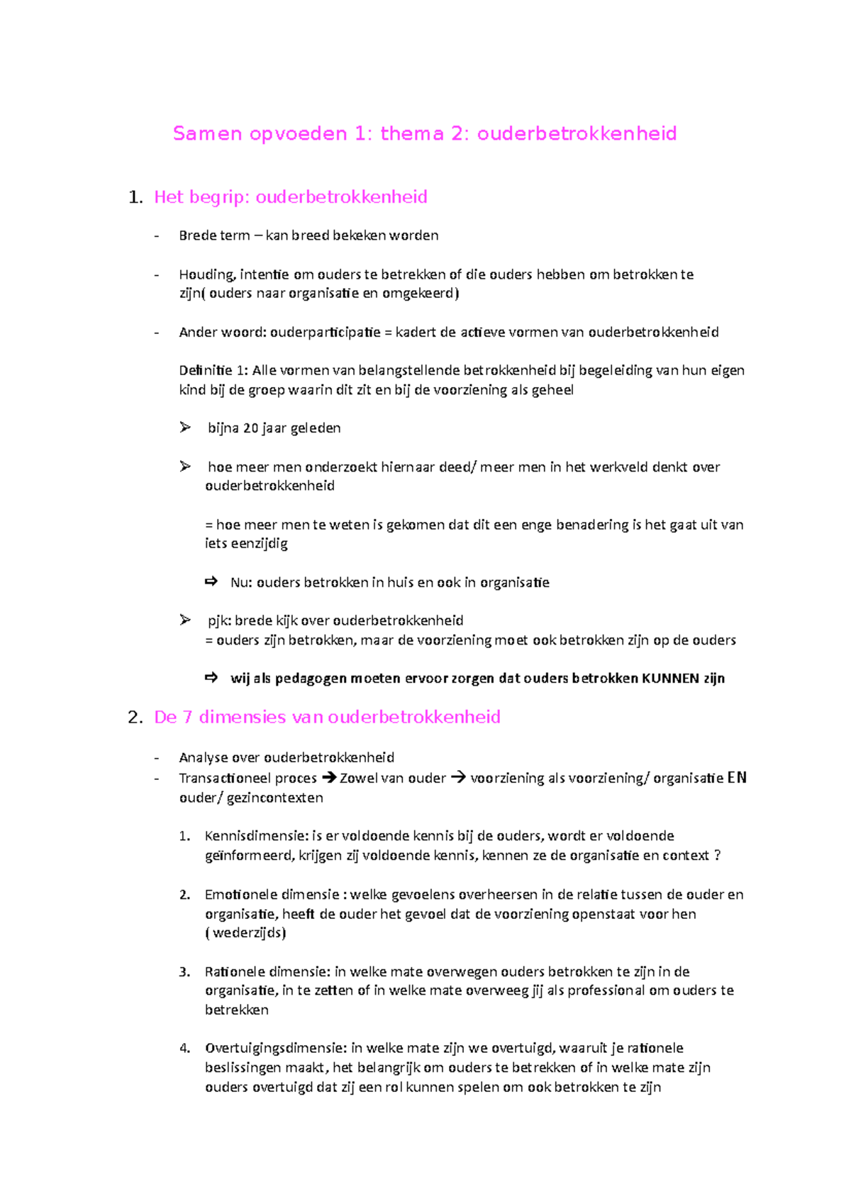 Samen opvoeden 1 thema 1 ouderbetrokkenheid - Samen opvoeden 1: thema 2 ...