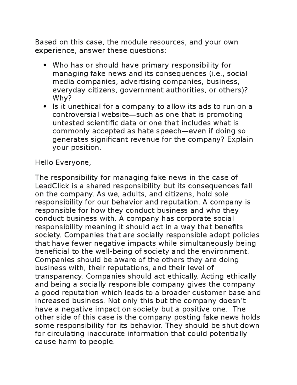 Disc 3 - module 3 discussion - Based on this case, the module resources ...