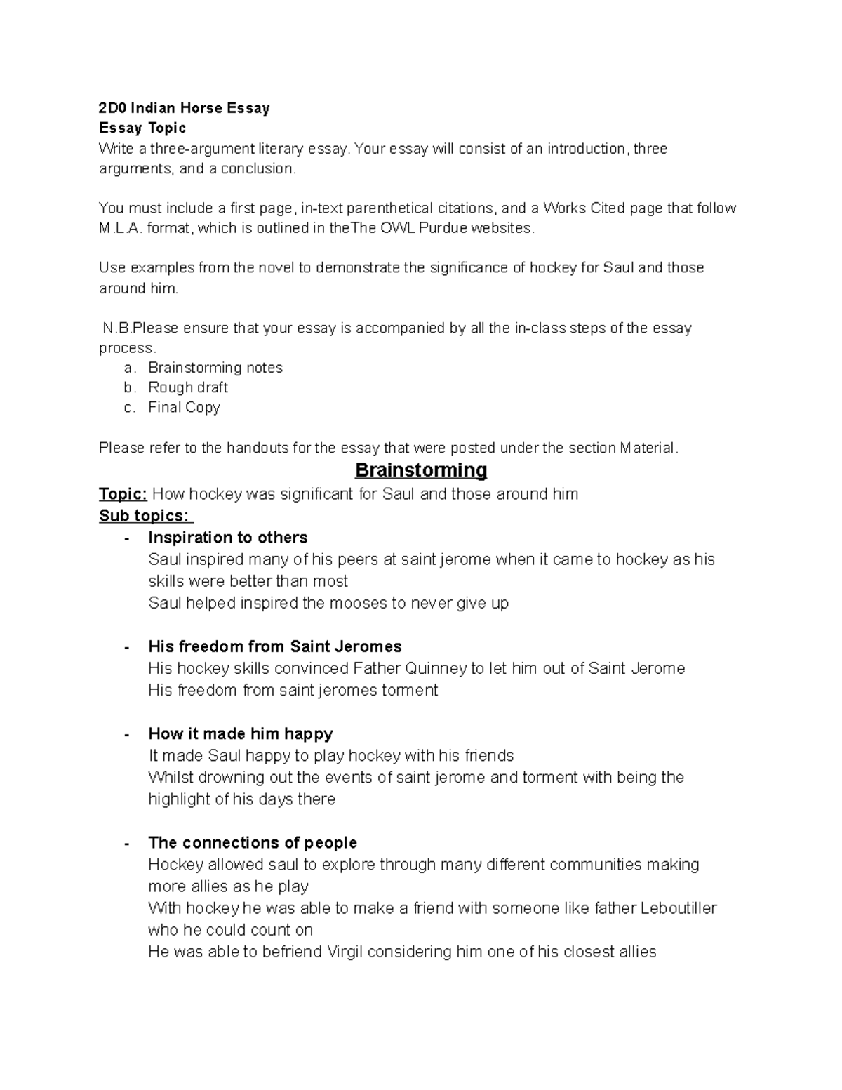 Copy of 2D0 Indian Horse Essay - Azhar Dilmamode - 2D0 Indian Horse ...