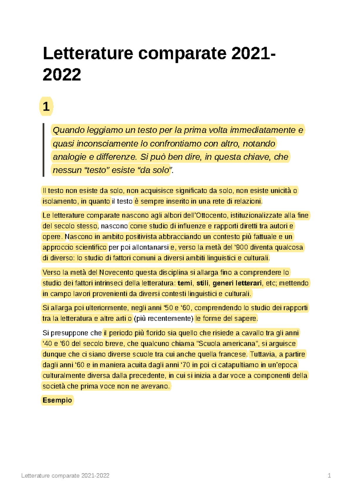 Francesco de Cristofaro, Letterature comparate (introduzione, capitoli ...