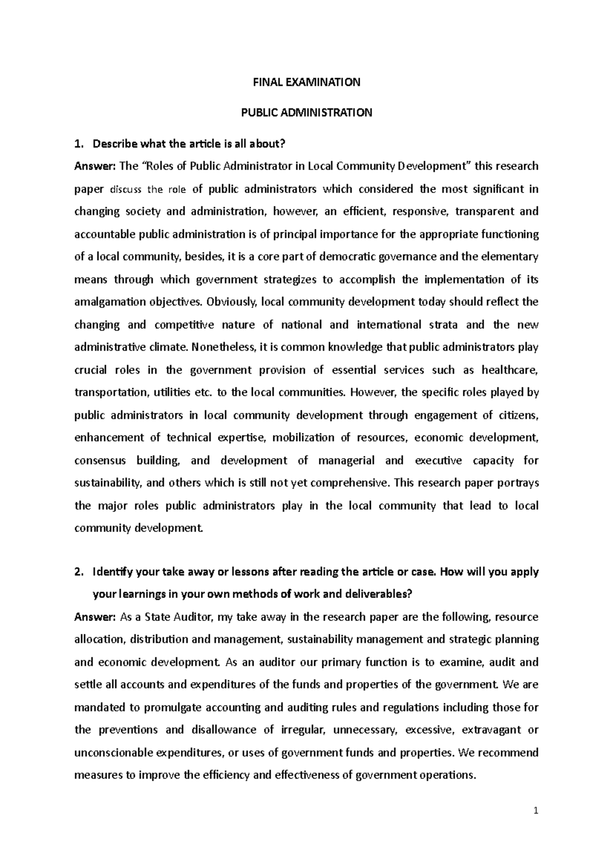 Public-administration- Final- Examination - Rommel O. Fabi - FINAL ...