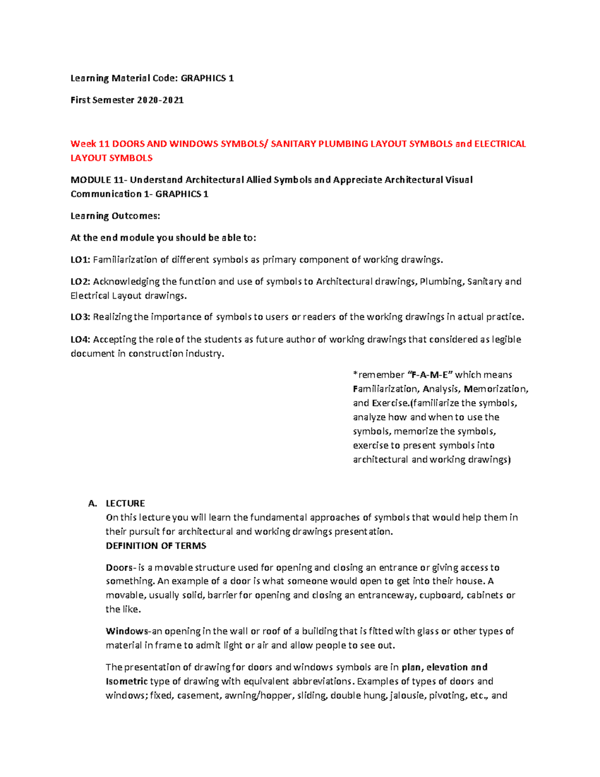 Week 11 graphics 1 Modified - Learning Material Code: GRAPHICS 1 First ...