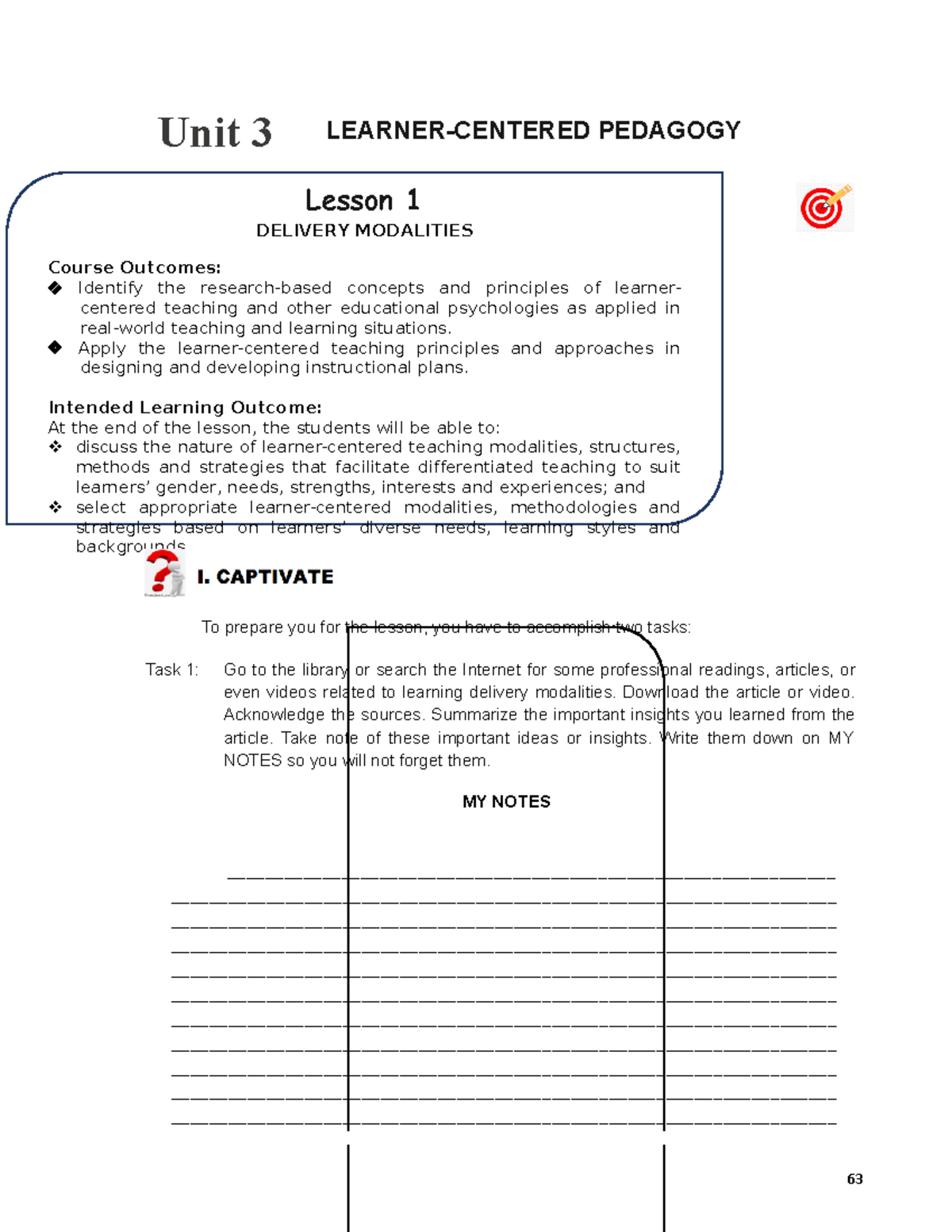 Delivery-Modalities - ybyhbfvdccr - To prepare you for the lesson, you ...