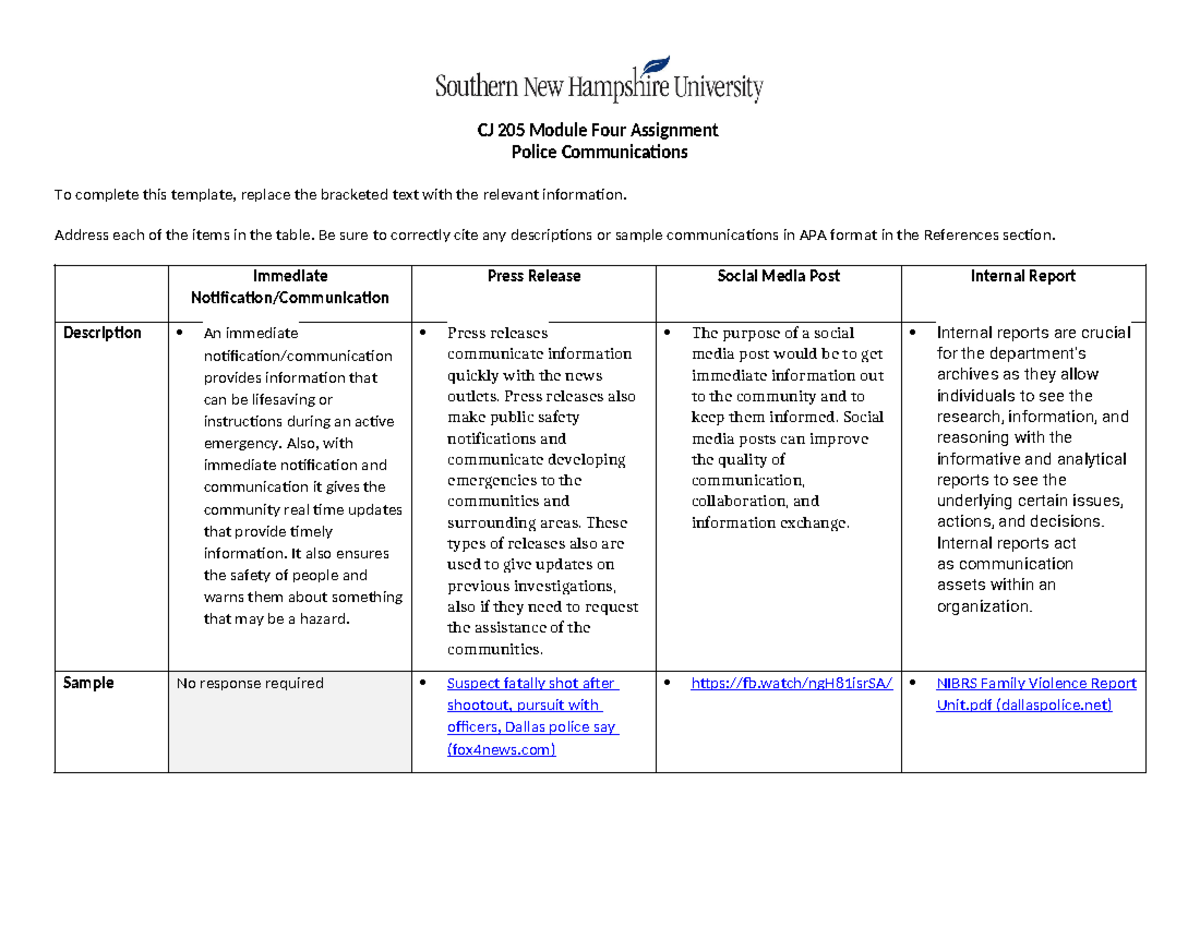 CJ 205 Module Four Assignment - CJ 205 Module Four Assignment Police ...