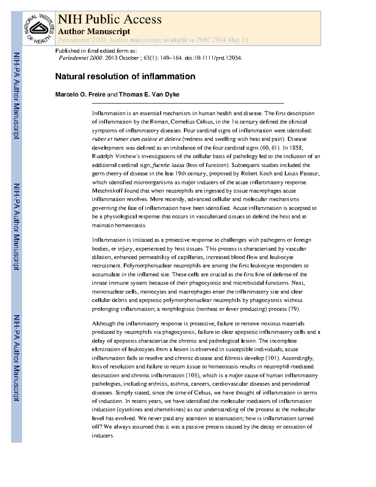 Nihms 533110 - Infome - Natural resolution of inflammation Marcelo O ...