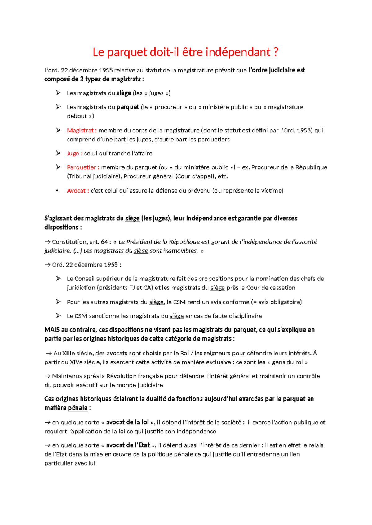 Le parquet est il indépendant - Le parquet doit-il être indépendant? L ...