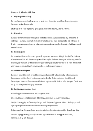 Oppsummering metode - oppsumering - Anvendt metode Del 1: Metoderefleksjon Kapittel 1 -­‐ - Studocu