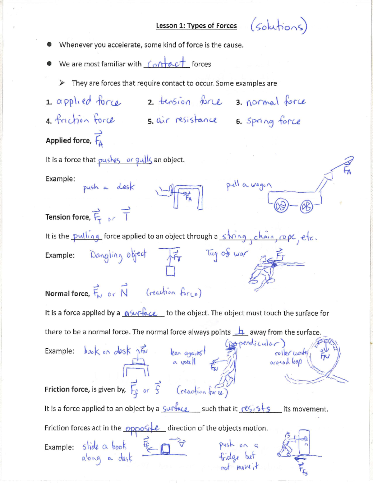 Lesson 01 Types of forces Note (Solutions) - 03 59 110 - Studocu