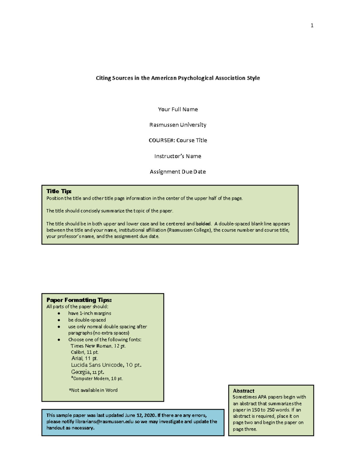 Sample APAPaper 7thed - APA Guidelines - Citing Sources in the American ...