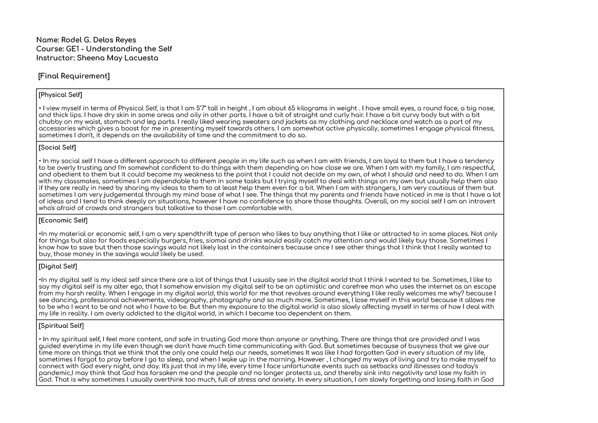 Final Requirements - Delos Reyes - Name: Rodel G. Delos Reyes Course ...