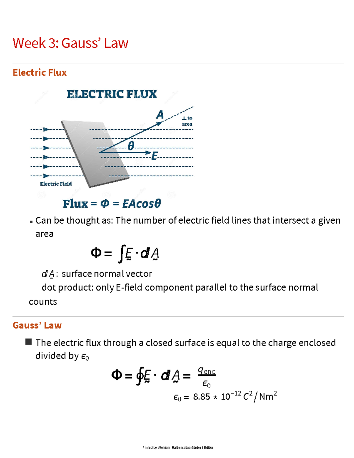 W2 Gauss Law - Week 3: Gauss’ Law Electric Flux Can be thought as: The ...