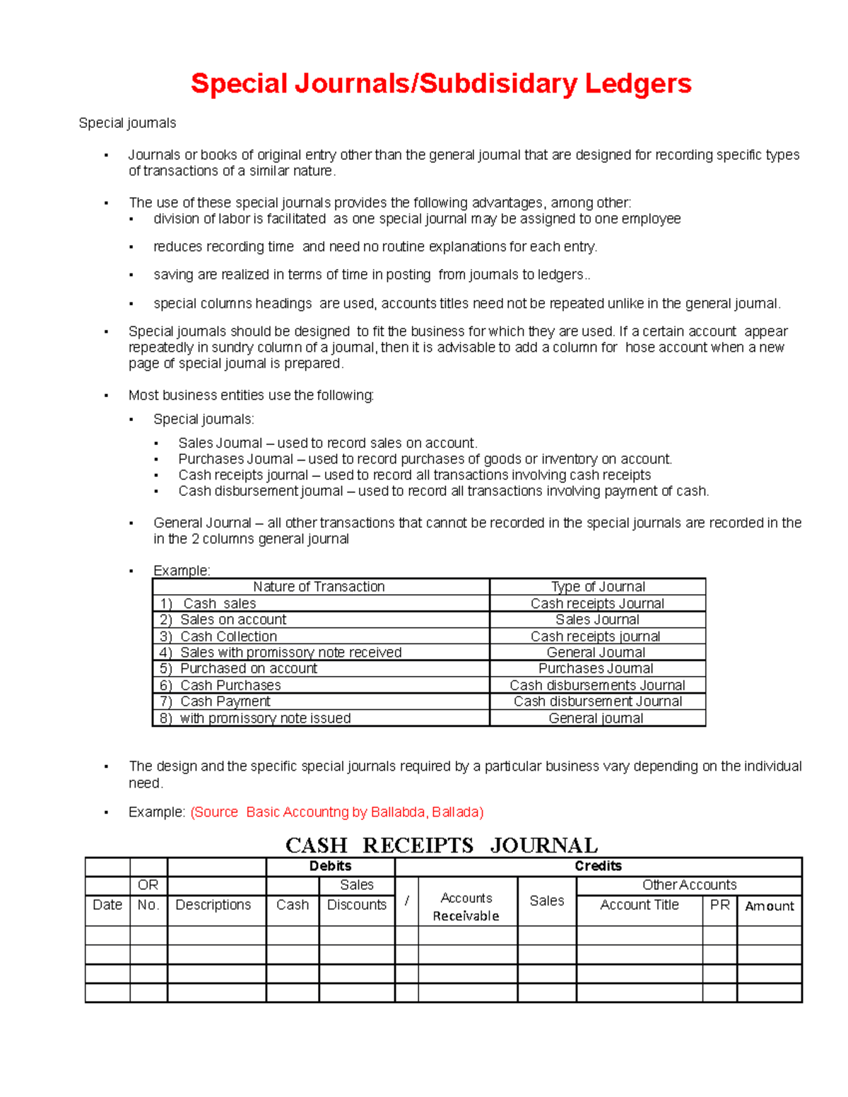 Reveiw-Special-Journal - Special Journals/Subdisidary Ledgers Special ...