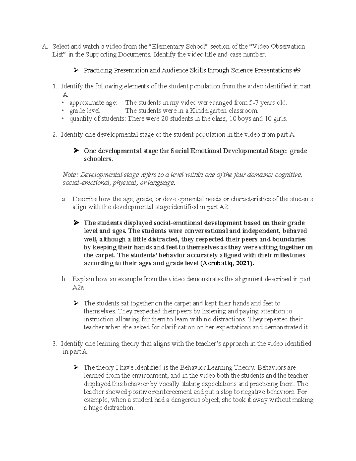 Revised Performance Assessment Educational Psychology and Development ...