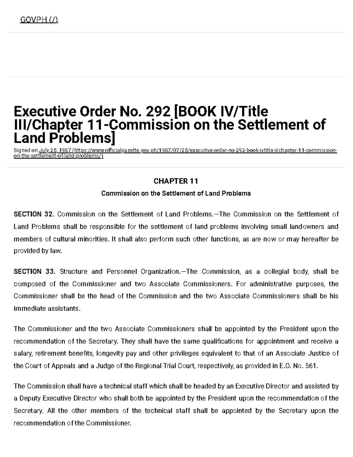 Execut~1 - law101 - Executive Order No. 292 [BOOK IV/Title III/Chapter ...