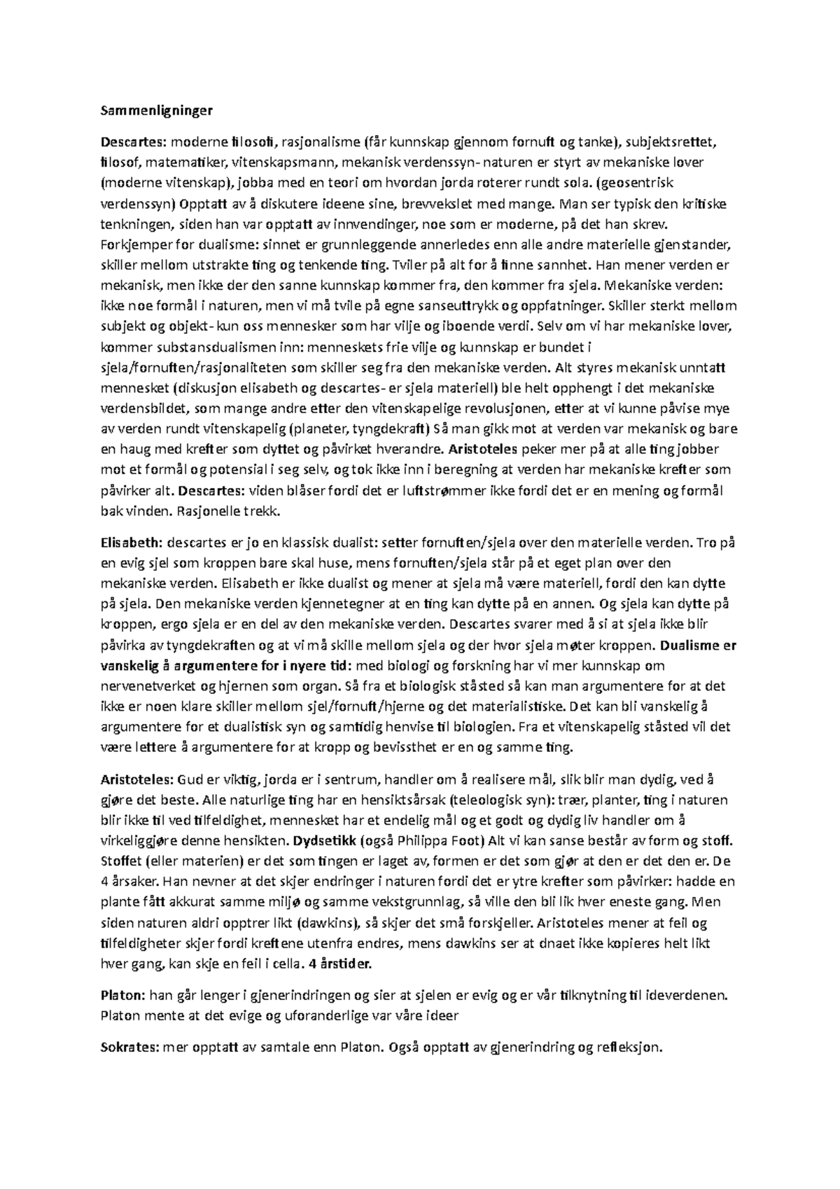 Filosofer - Sammenligninger Descartes: moderne filosofi, rasjonalisme ...