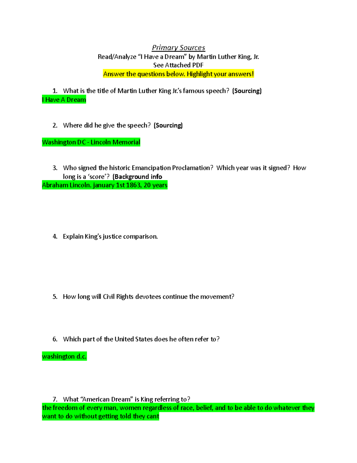 - Ihaveadream QA - Primary Sources Read/Analyze “I Have a Dream” by ...