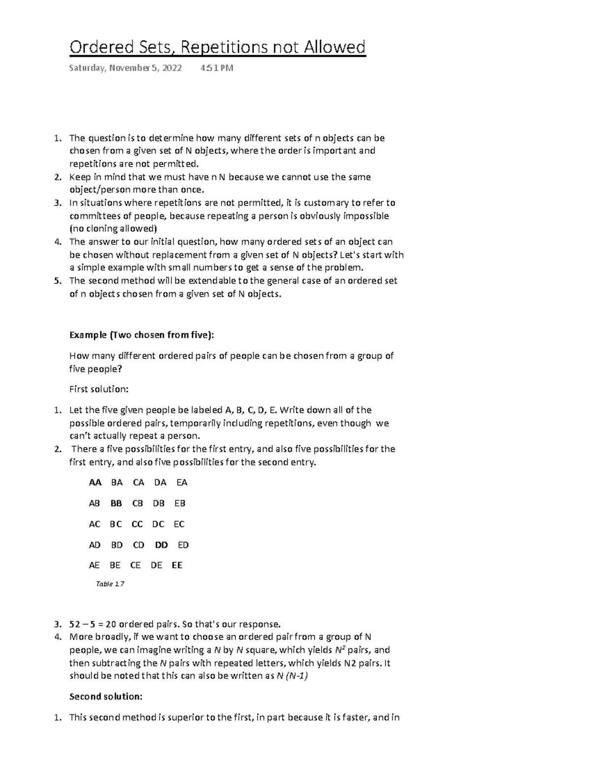 GBA412- Ordered SETS- Repetition NOT Allowed - The question is to determine how many different ...