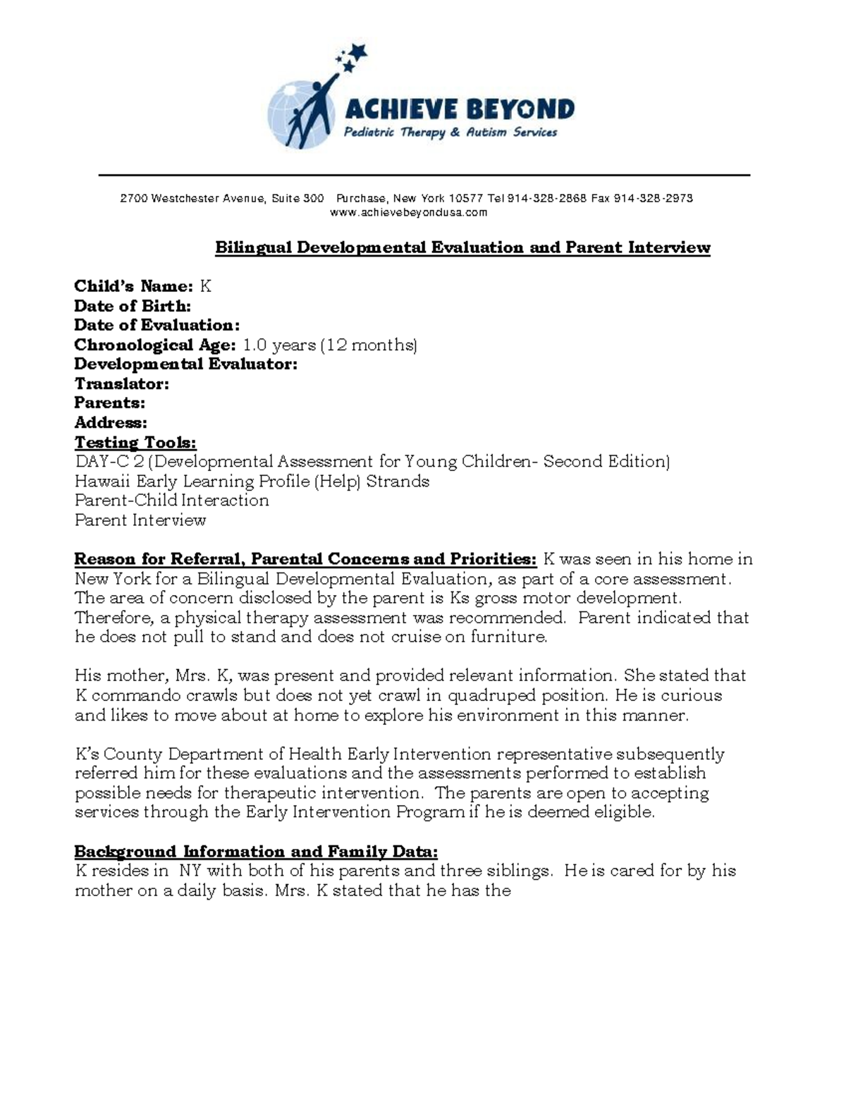 Sample SI Bilingual-EI - 2700 Westchest er Avenue, Suit e 300 Purchase ...