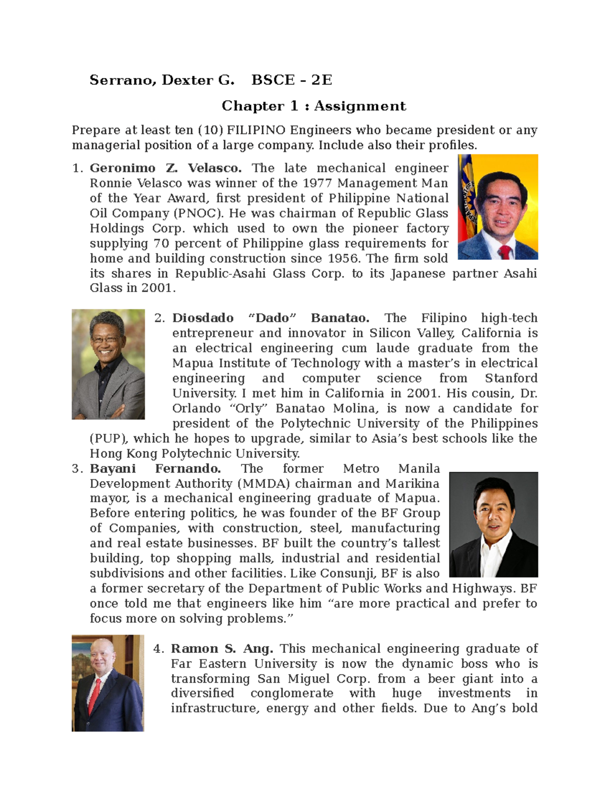 Assignment Serrano Dexter - Serrano, Dexter G. BSCE – 2E Chapter 1 ...