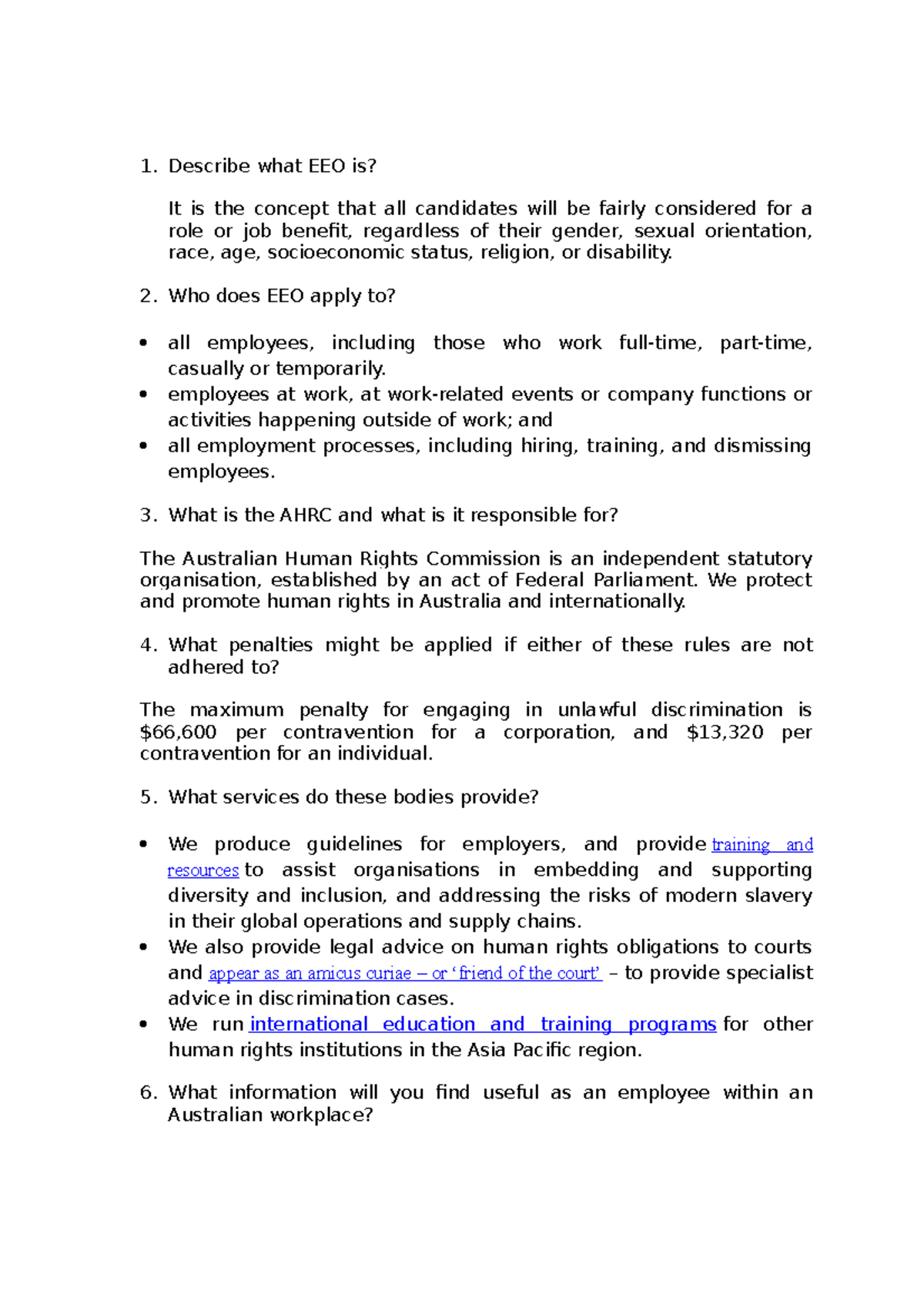 Activity 1 - networking - Describe what EEO is? It is the concept that ...