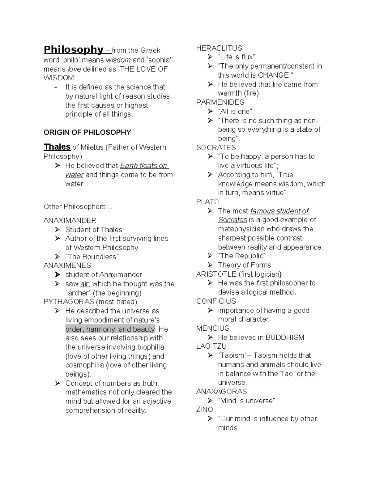 Philosophy Reviewer - shayggefsf - Philosophy – from the Greek word ...