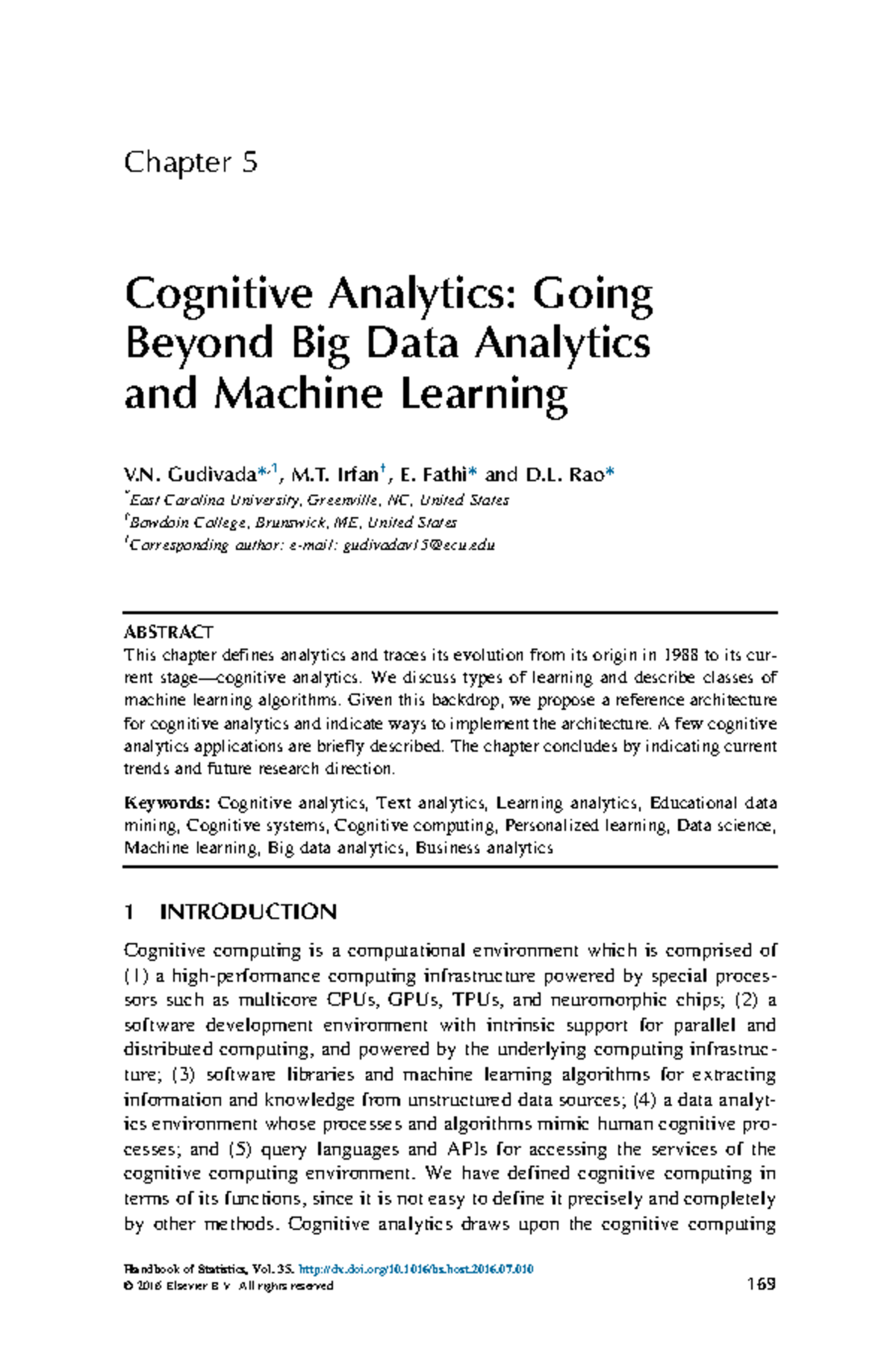 Cognitive analytics going-beyond big data analytics and machine ...