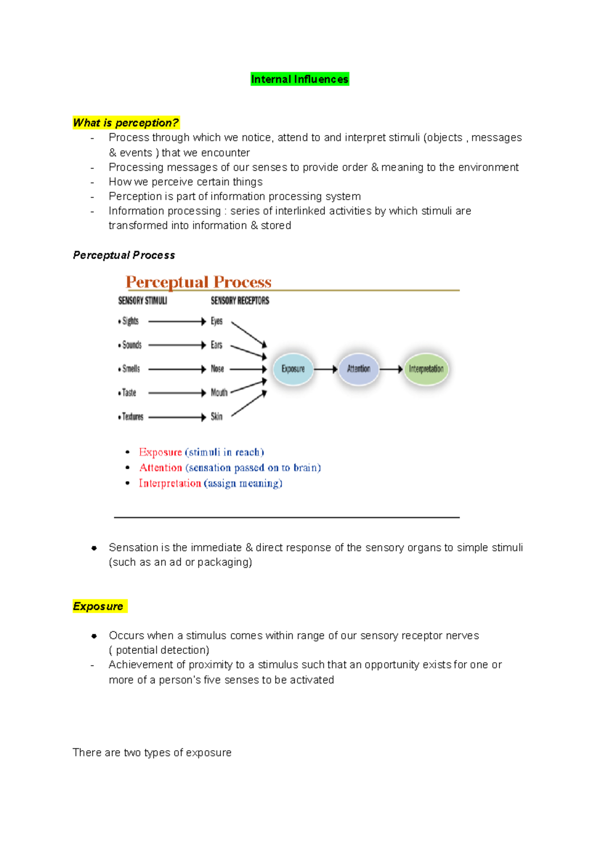 Topic 5 - Internal Influences - Internal Influences What is perception ...