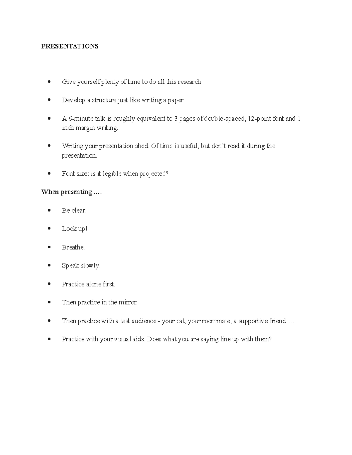 Pesentations - lecture notes on presentations - PRESENTATIONS Give ...