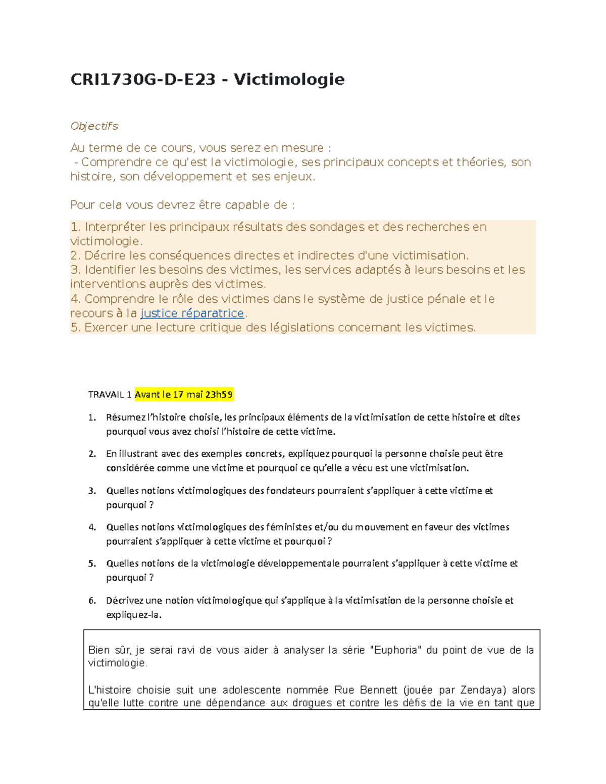 Victimologie UDEM - note de cours - CRI1730G-D-E23 - Victimologie ...
