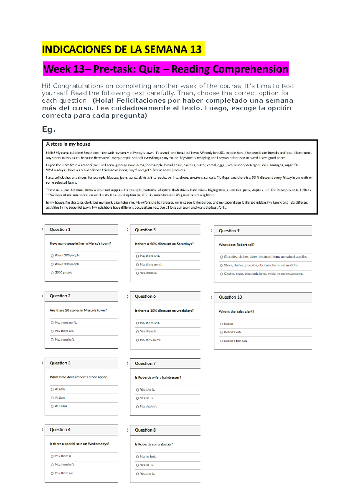 Indicaciones DE LA Semana 13 Ingles II - INDICACIONES DE LA SEMANA 13 Week 13– Pre-task: Quiz ...