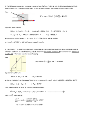 Equation-Sheet - equation sheet - Equation Sheet for E MCH 212/212H — Dynamics Miscellaneous ...