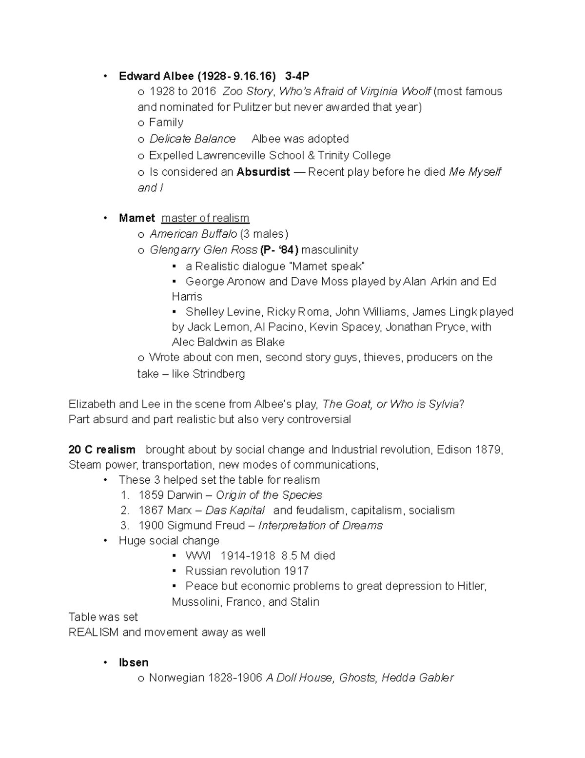 THEA 241 2 - Professor Wright's 2nd month of notes (2/3). - Edward ...