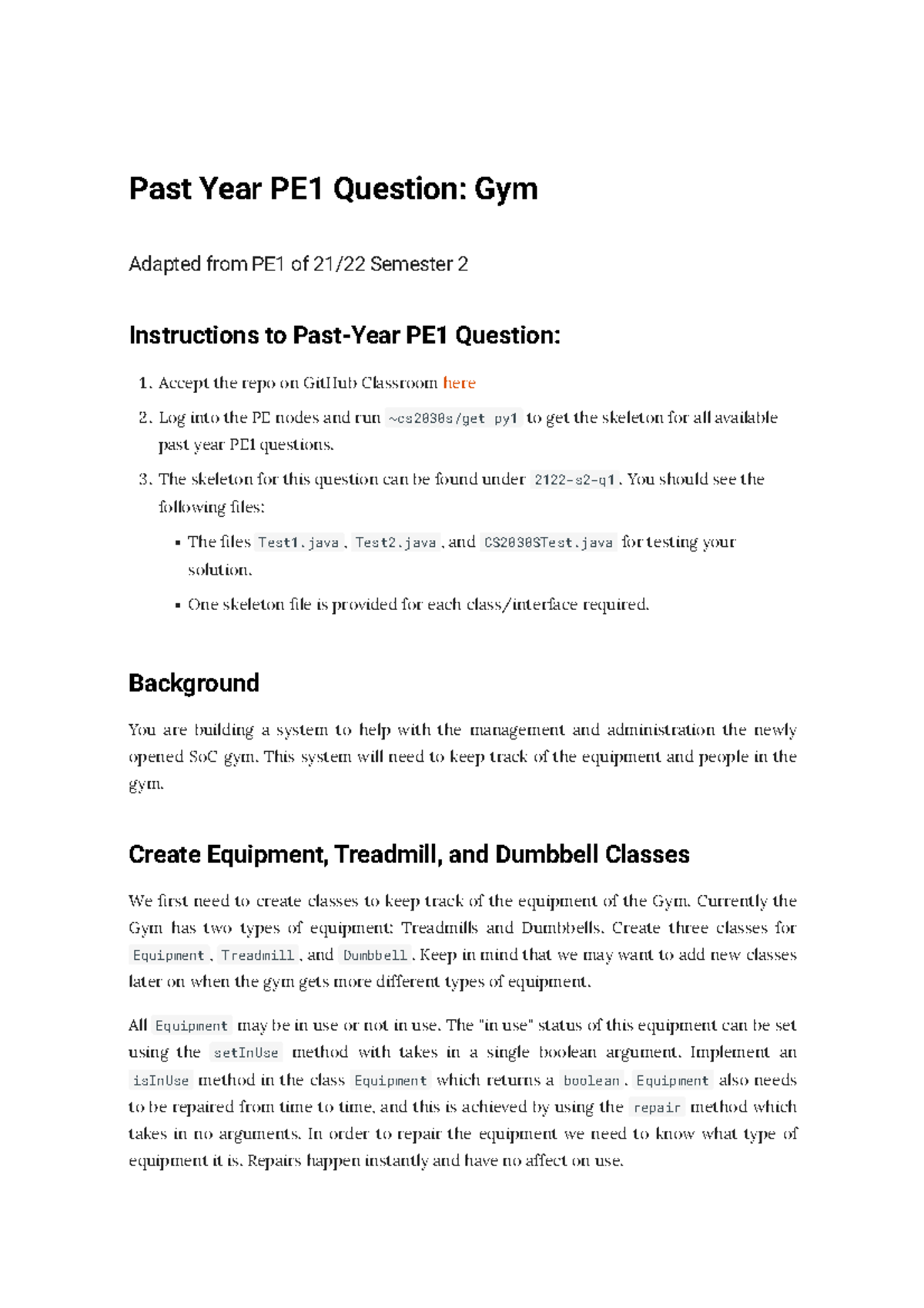 Py1-gym-sample - practical test paper - Past Year PE1 Question: Gym ...
