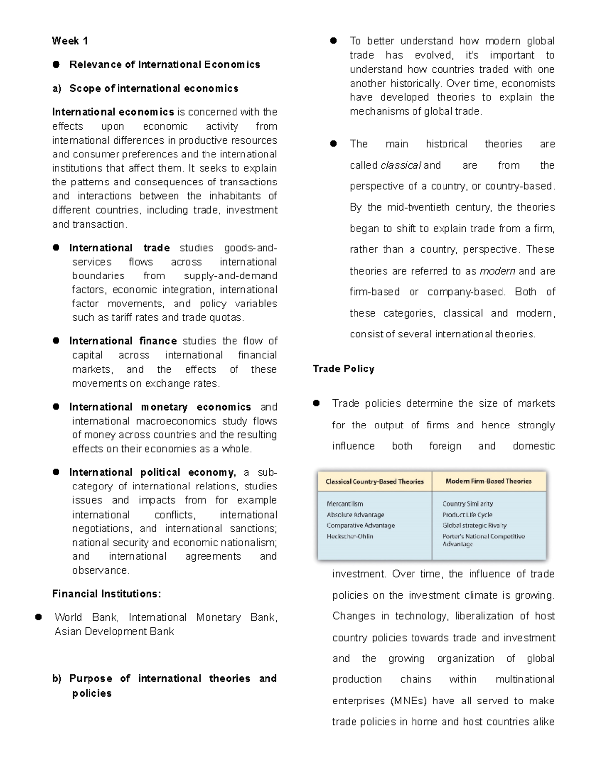 International Economics Prelim - Week 1 Relevance of International ...