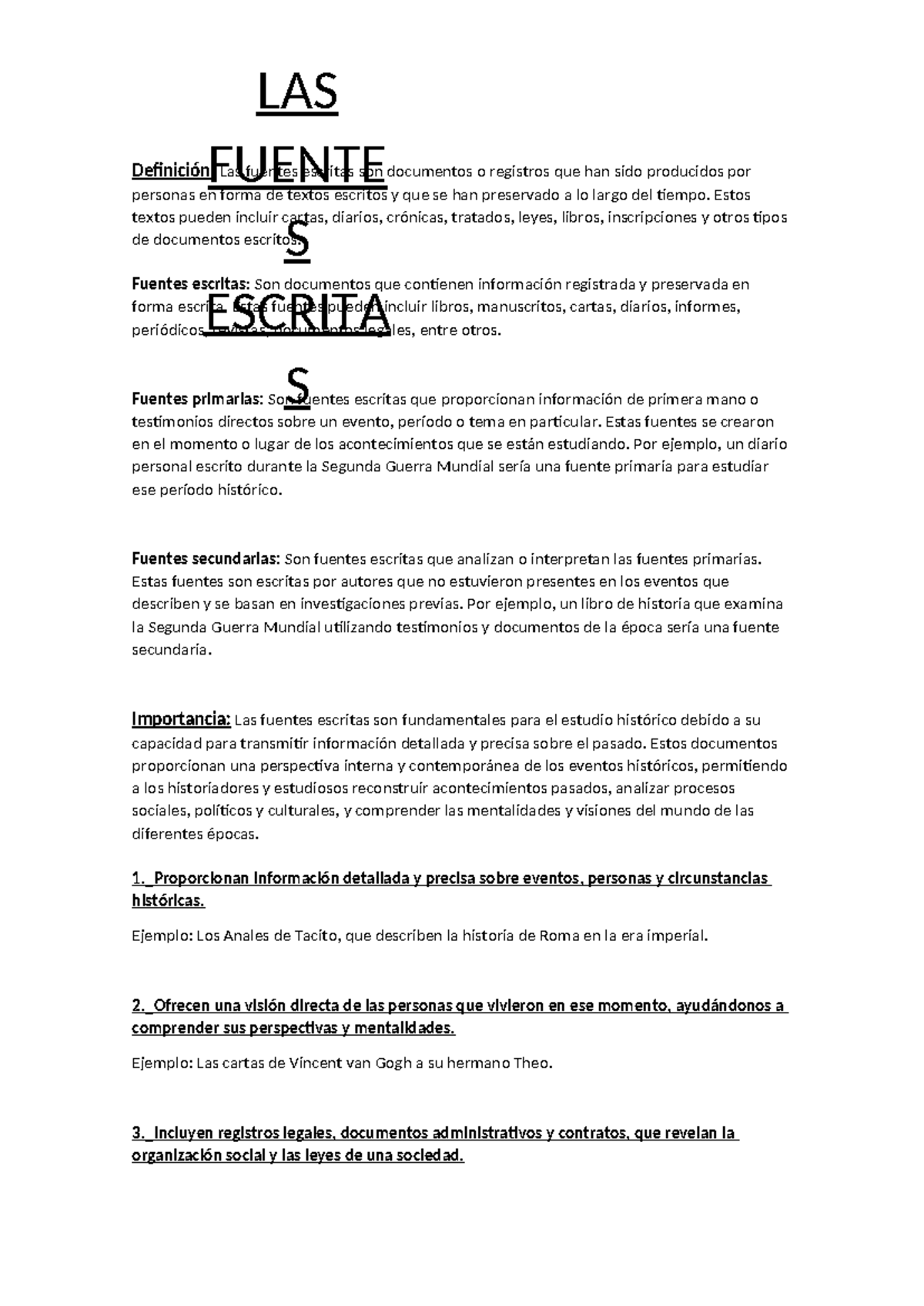 Docuemnto PARA Exponer Sobre Fuentes Escritas - Definición: Las fuentes ...
