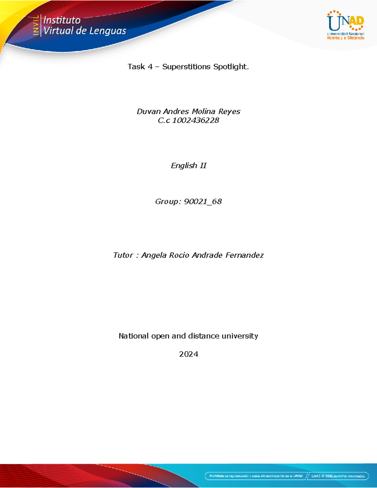 Task 4 Duvan Molina 68 - Task 4 – Superstitions Spotlight. Duvan Andres ...