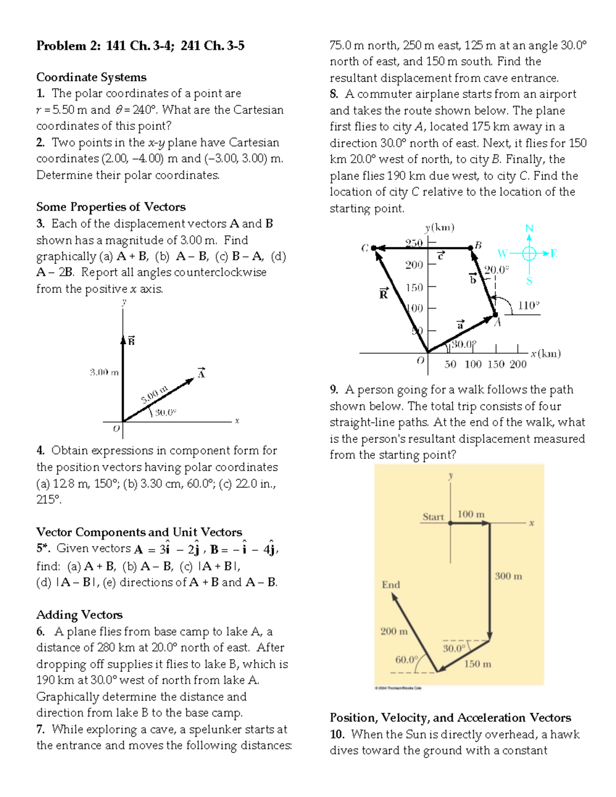 Physics - practice problem 2 - Problem 2: 141 Ch. 3-4; 241 Ch. 3 ...