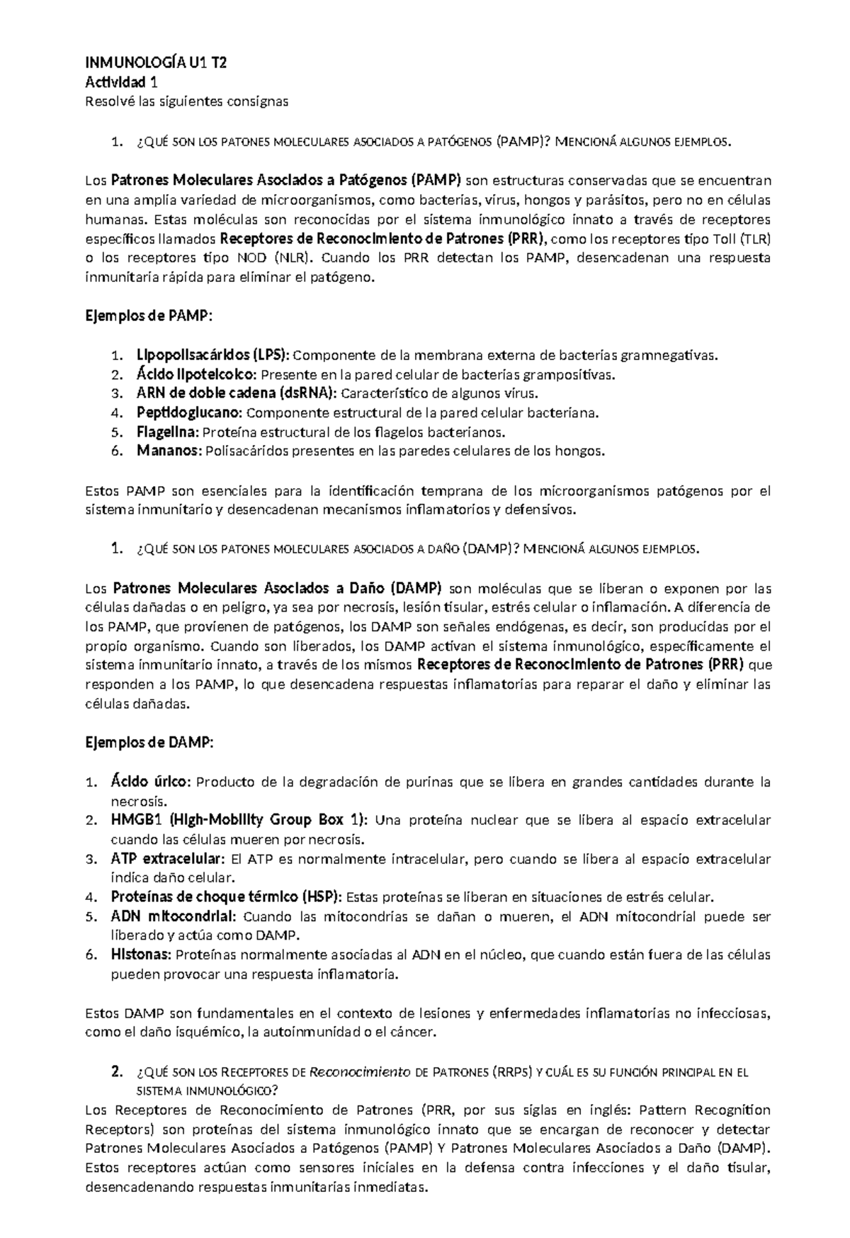 Inmunología U1 T2 - Resolución de la Guia de act U1 Tema 2 - INMUNOLOGÍA U1 T Actividad 1 ...