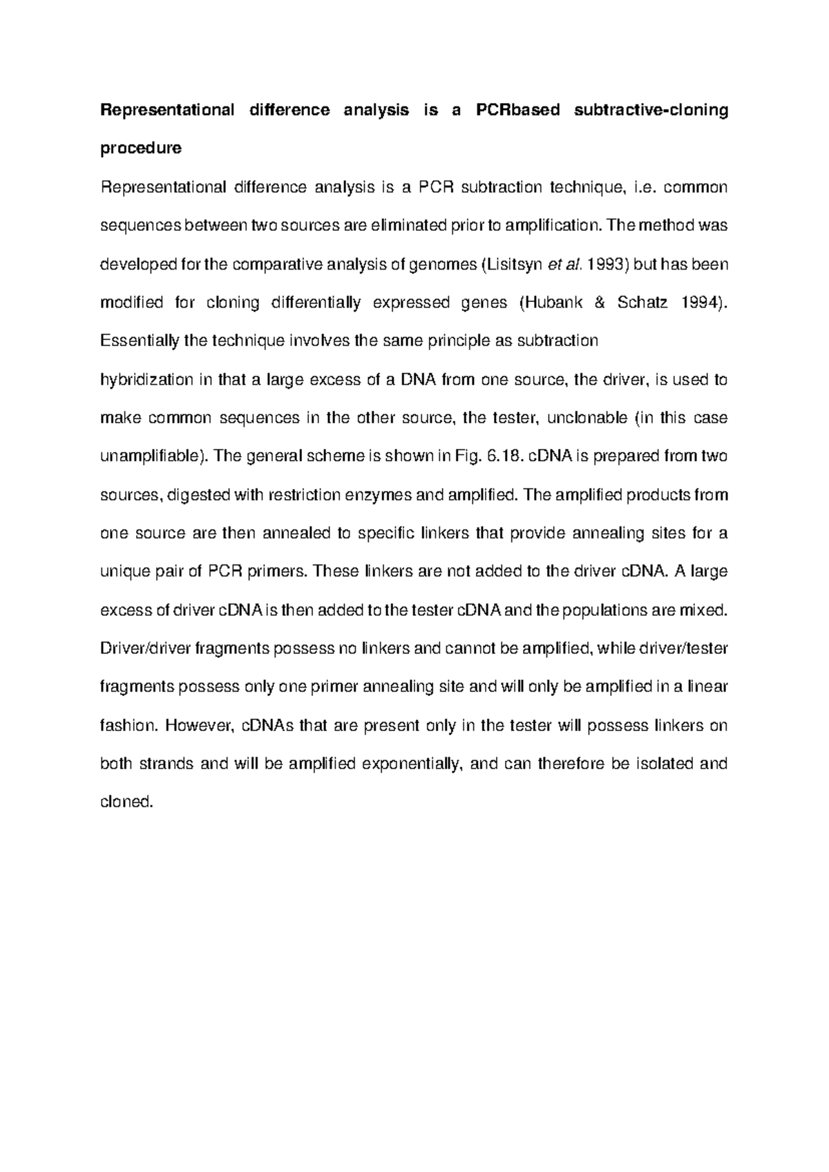 Representational difference analysis is a PCR based subtractive - Representational difference ...