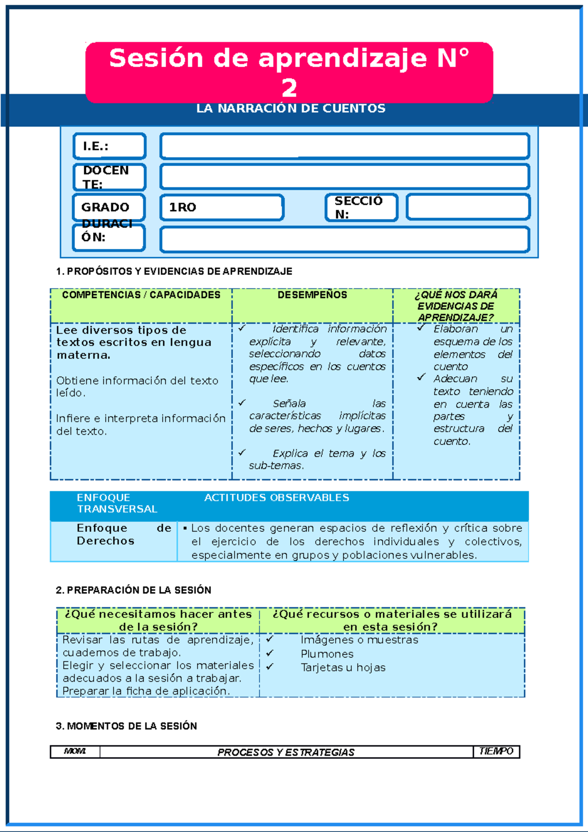 SA2 - COMU - 1RO SEC - fichas - Sesión de aprendizaje N° 2 I.: DOCEN TE: GRADO SECCIÓ N: DURACI ...