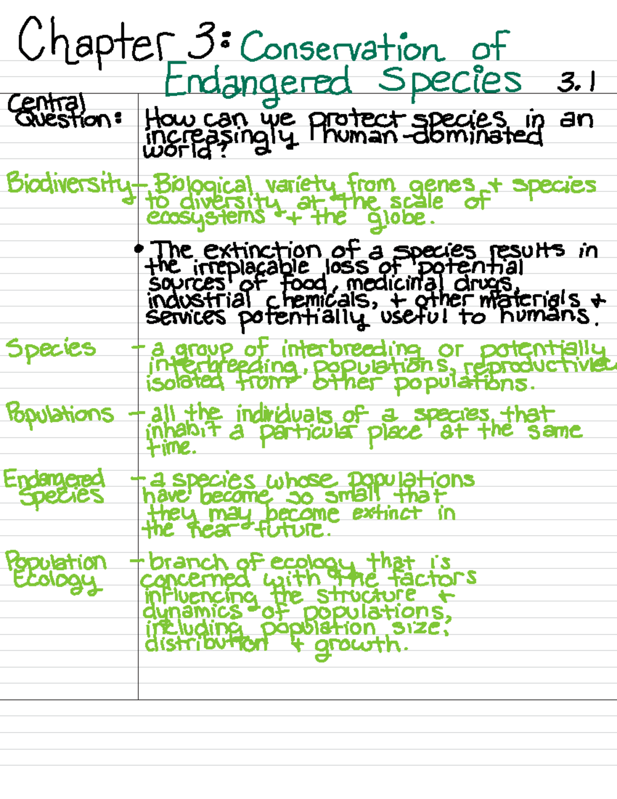 Bio 111Chapter 3 - Chapter 3 Notes - Chapter 3 : conservation of ...