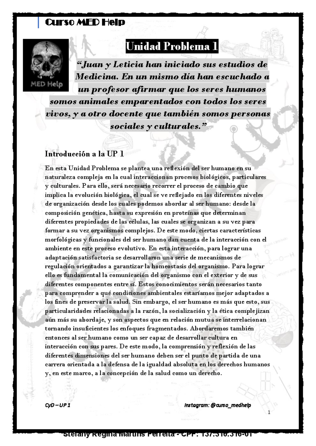 UP1 - Cy D Stefany - CyD – UP 1 Instagram: @curso_medhelp 1 Unidad ...