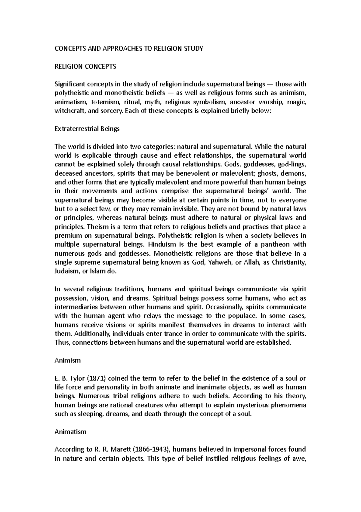 Concepts AND Approaches TO Religion Study - CONCEPTS AND APPROACHES TO ...