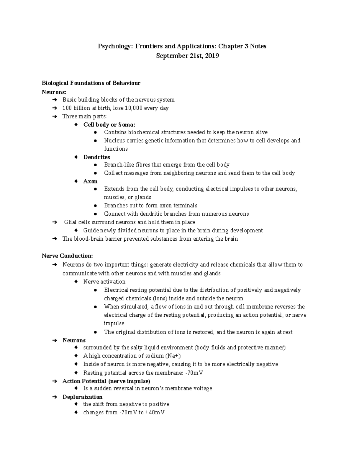 Chapter 3 notes - Psychology: Frontiers and Applications: Chapter 3 ...