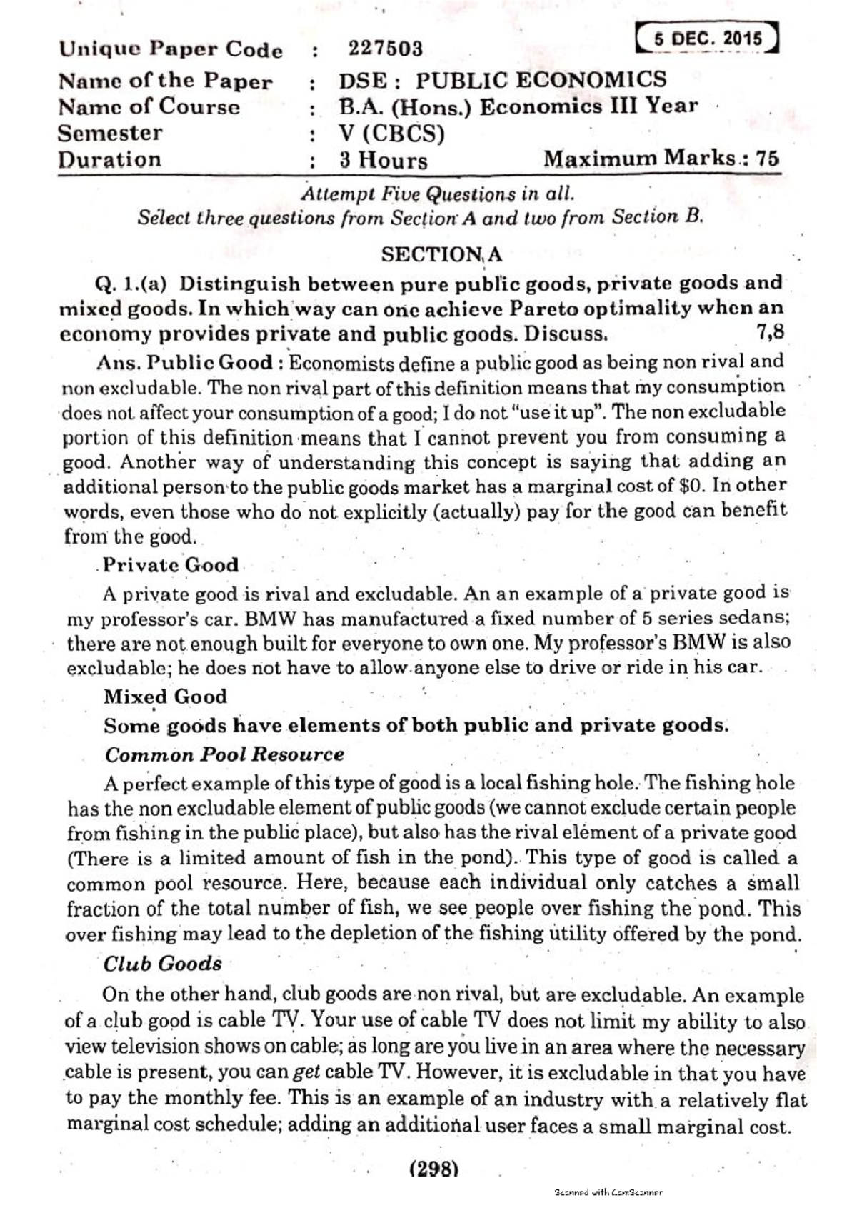 2015 (Solved Question Paper) - BA 501 - Studocu