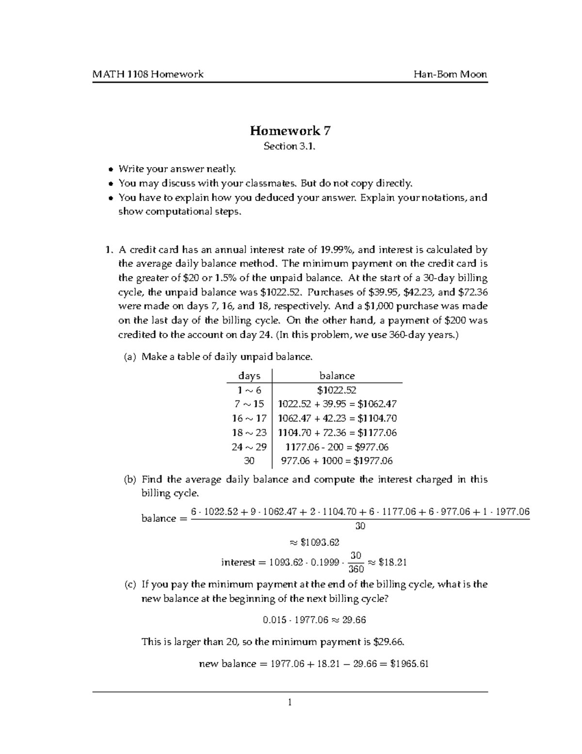 Homework 7 sol - MATH 1108 Homework Han-Bom Moon Homework 7 Section 3 ...