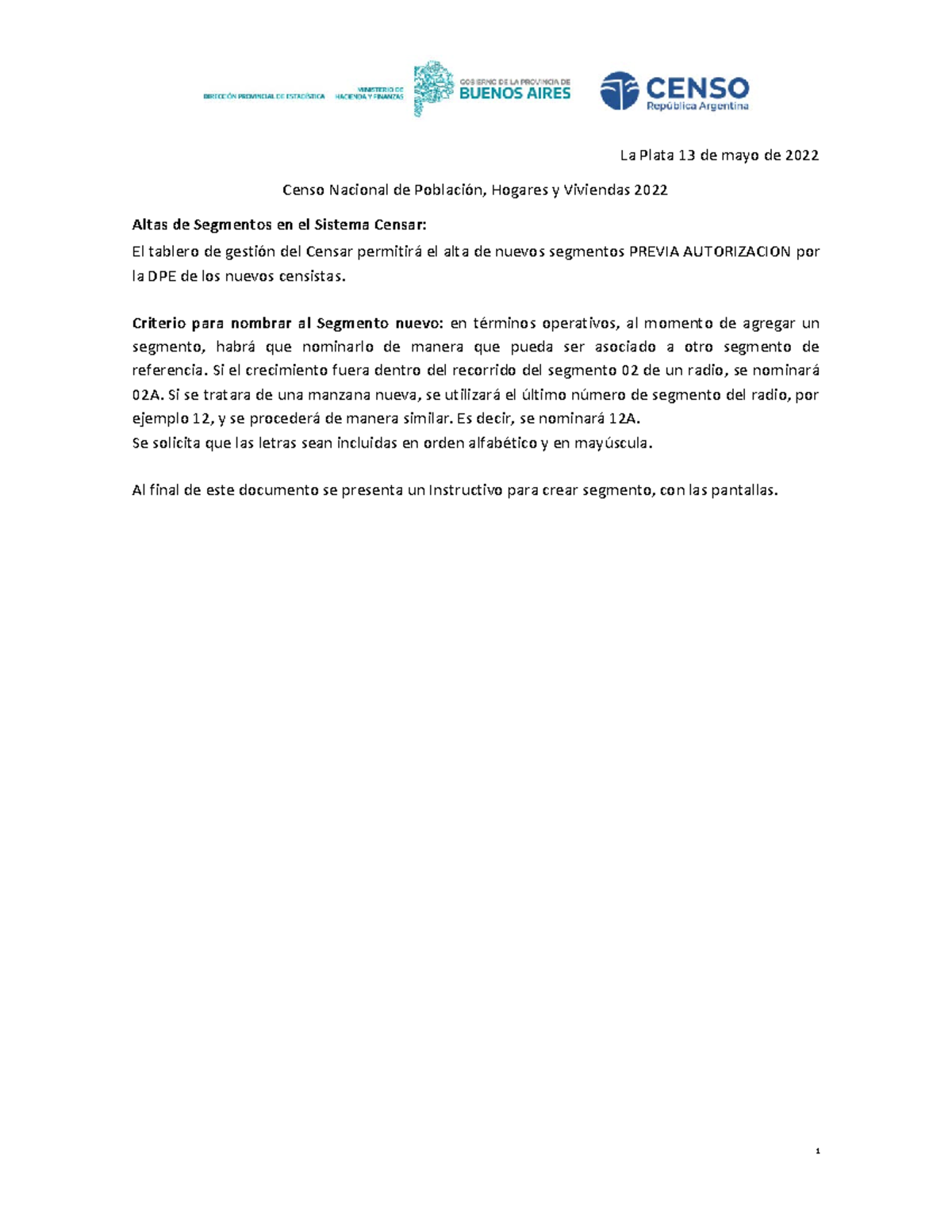 Abrir segmentos APP Censar - La Plata 13 de mayo de 2022 Censo Nacional ...
